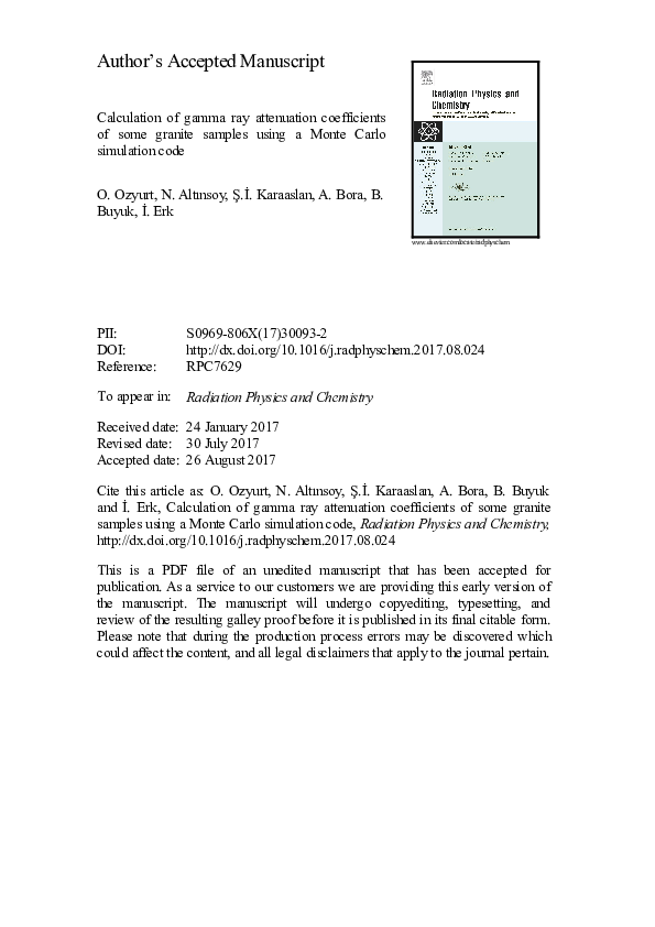 (PDF) Calculation of gamma ray attenuation coefficients of some granite ...