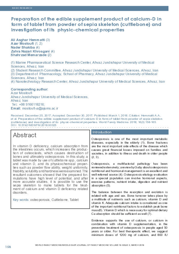 (PDF) Preparation of the Edible Supplement Product of Calcium-D in Form ...