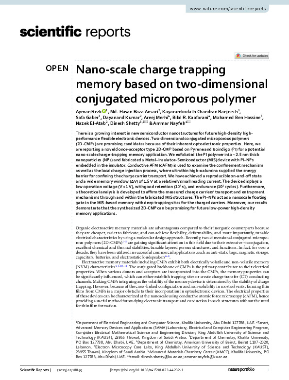 (PDF) Nano-Scale Charge Trapping Memory based on Two-Dimensional Conjugated Microporous Polymer ...