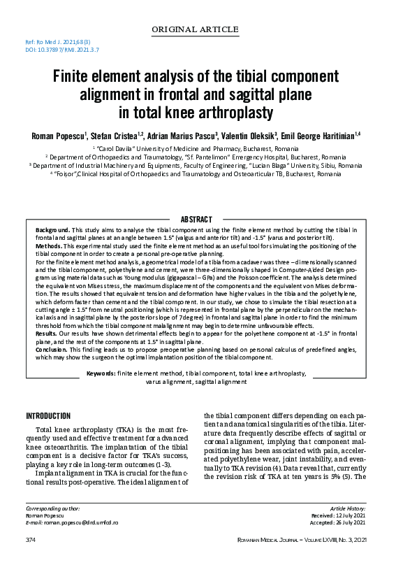 (PDF) Finite element analysis of the tibial component alignment in ...
