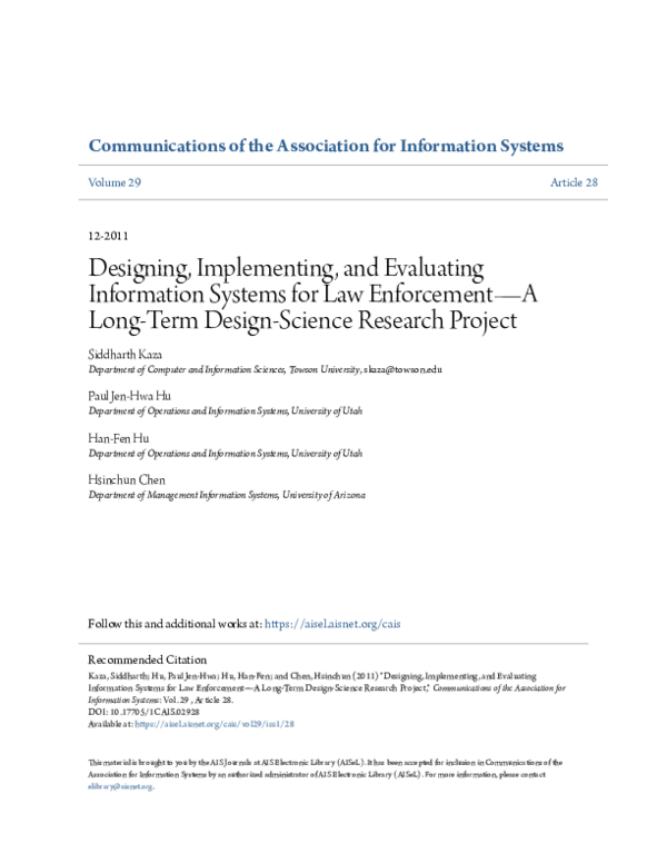 (PDF) Designing, Implementing, and Evaluating Information Systems for Law Enforcement—A Long ...