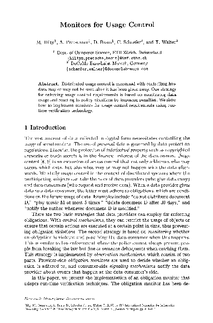 (PDF) Monitors for Usage Control
