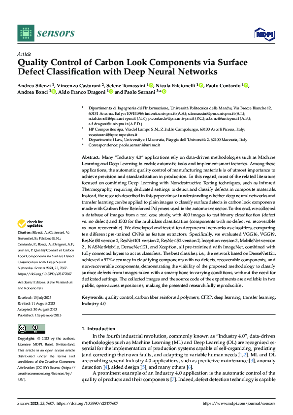 Pdf Quality Control Of Carbon Look Components Via Surface Defect