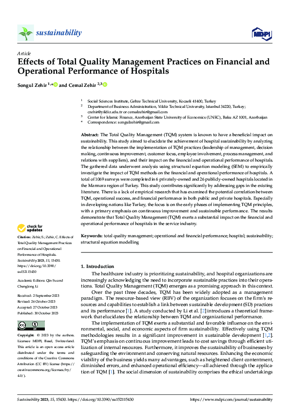 (PDF) Effects of Total Quality Management Practices on Financial and Operational Performance of ...