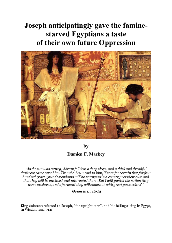 (DOC) Joseph anticipatingly gave the famine-starved Egyptians a taste ...