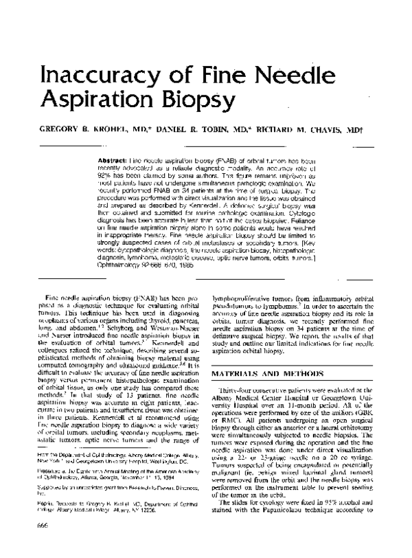 (PDF) Inaccuracy of Fine Needle Aspiration Biopsy