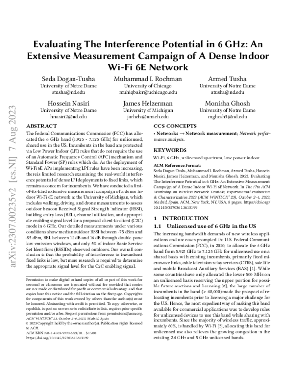 (PDF) Evaluating The Interference Potential in 6 GHz: An Extensive ...