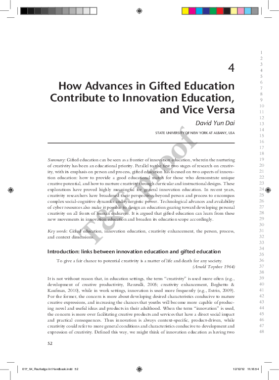 (PDF) How advances in gifted education contribute to innovation ...