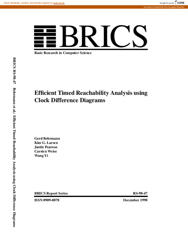 (PDF) Efficient Timed Reachability Analysis using Clock Difference Diagrams