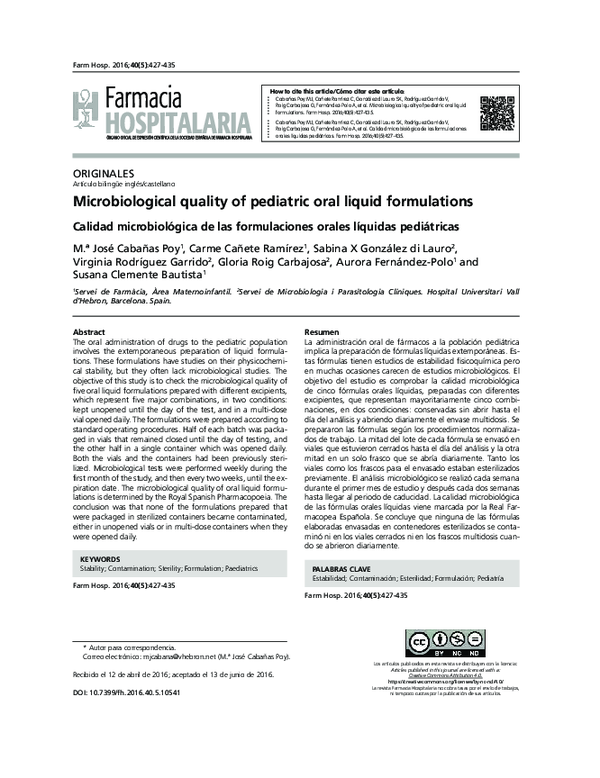 (PDF) Microbiological quality of pediatric oral liquid formulations