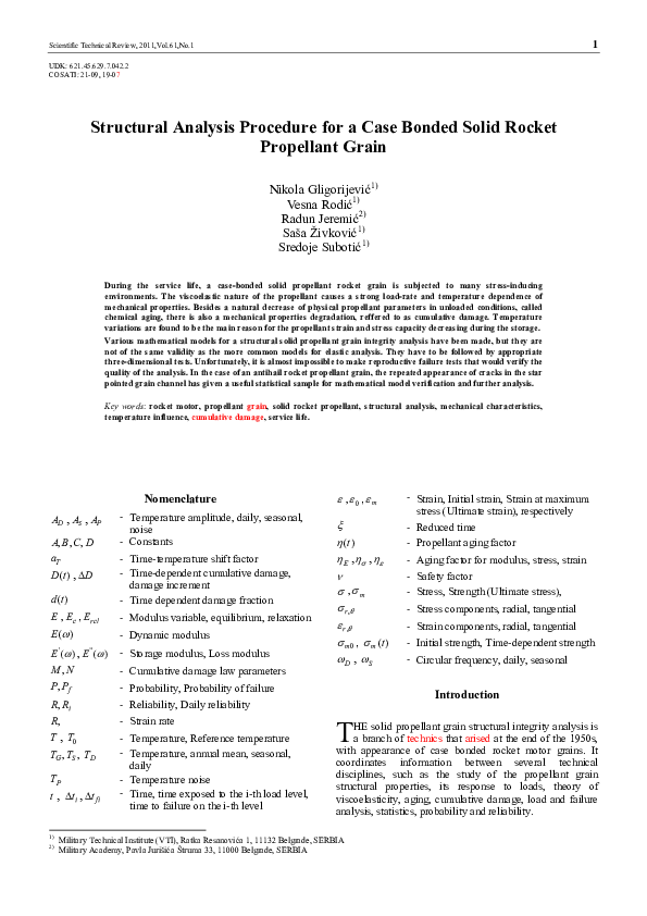 (PDF) Structural analysis procedure for a case bonded solid rocket ...