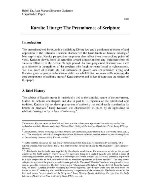 (PDF) Karaite Liturgy