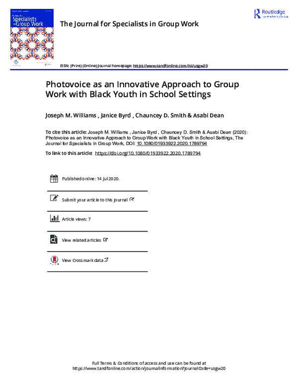 (PDF) Photovoice as an Innovative Approach to Group Work with Black Youth in School Settings