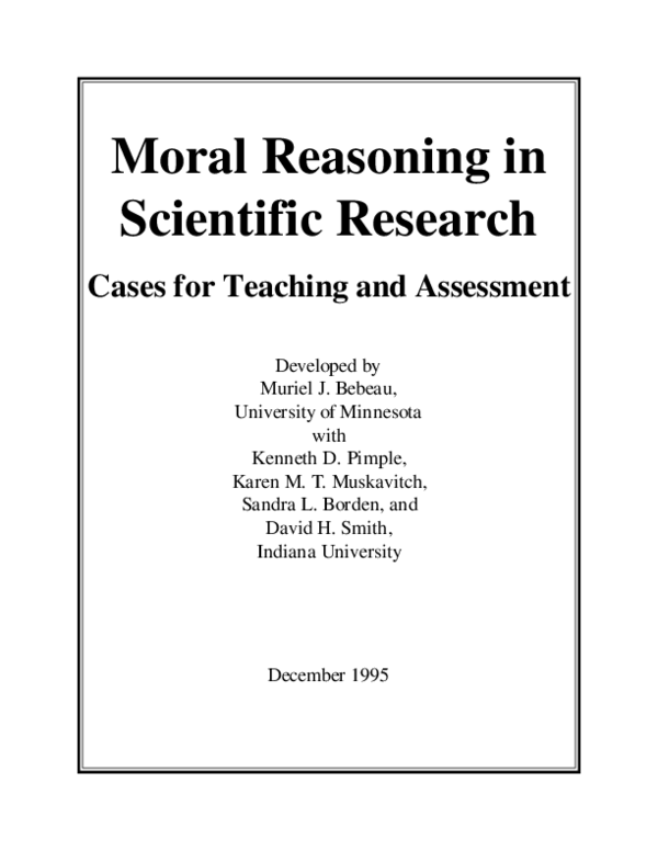 (PDF) Moral Reasoning in Scientific Research