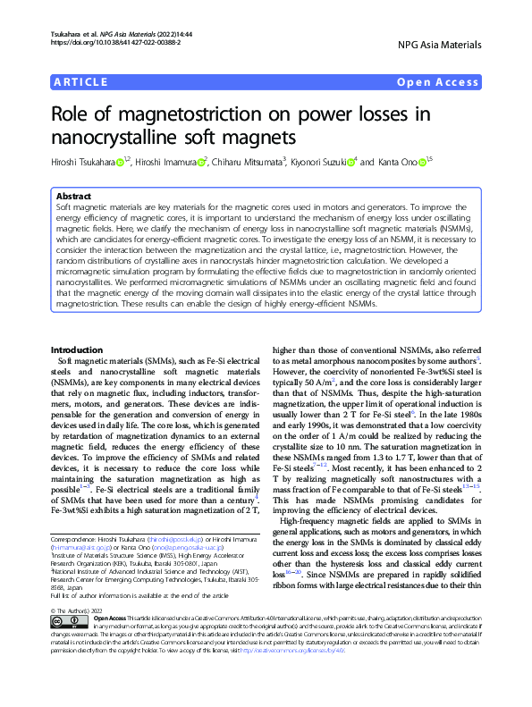 (PDF) Role of magnetostriction on power losses in nanocrystalline soft ...