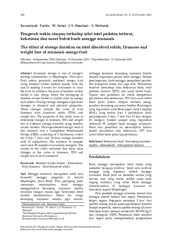(PDF) Pengaruh waktu simpan terhadap nilai total padatan terlarut ...
