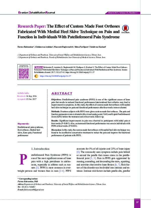(PDF) The Effect of Custom Made Foot Orthoses Fabricated With Medial ...