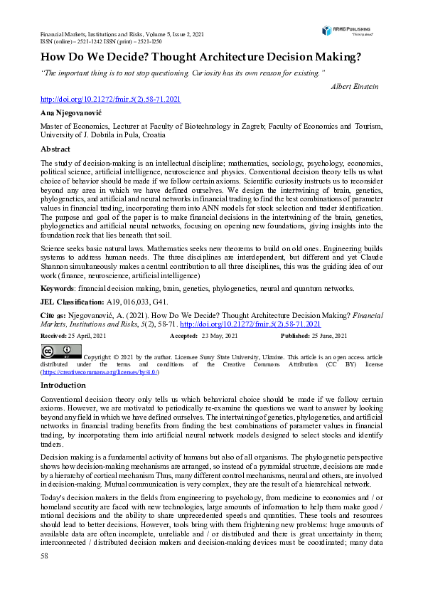 (PDF) How Do We Decide? Thought Architecture Decision Making?