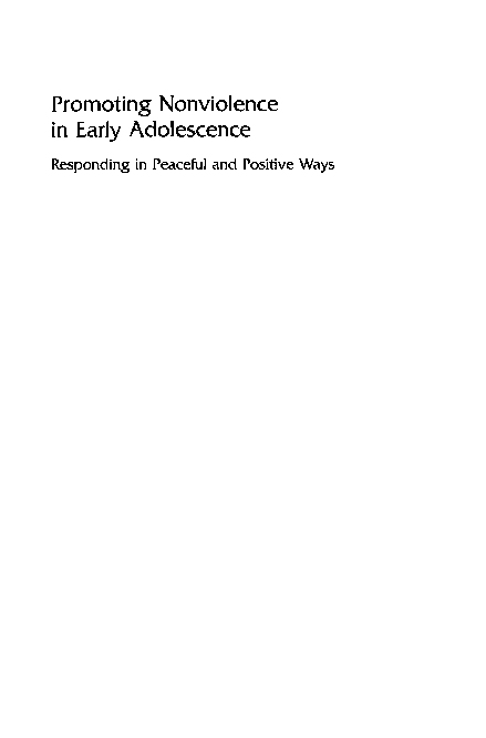 (PDF) Promoting Nonviolence in Early Adolescence