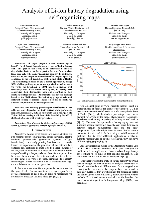 (PDF) Analysis of Li-ion battery degradation using self-organizing maps
