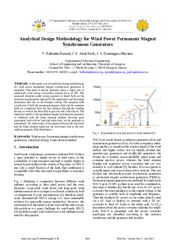 (PDF) Analytical Design Methodology for Wind Power Permanent Magnet Synchronous Generators