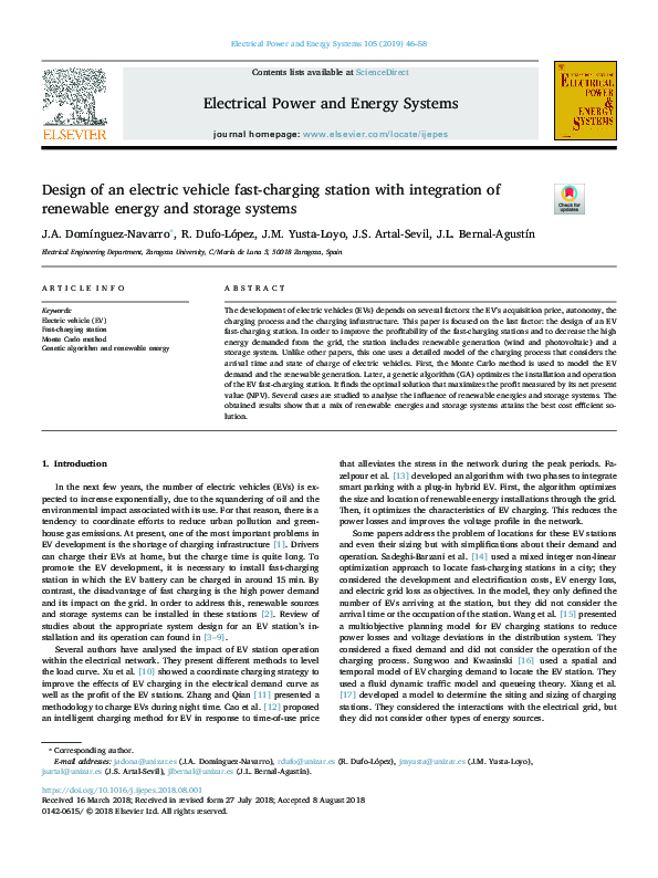 (PDF) Design of an electric vehicle fast-charging station with integration of renewable energy ...
