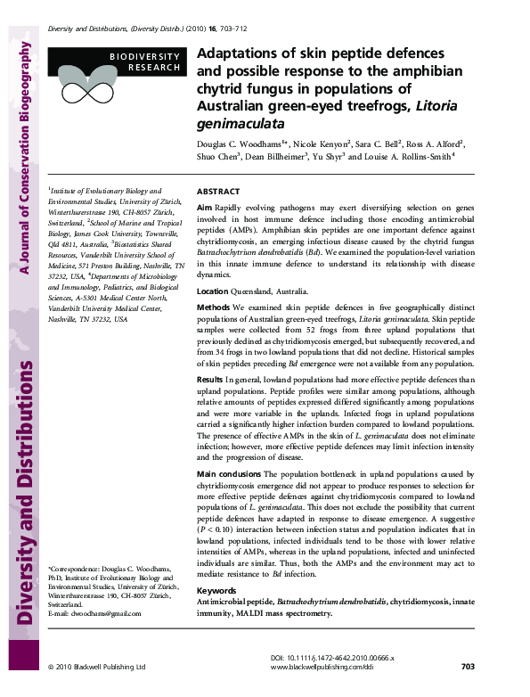 (PDF) Adaptations of skin peptide defences and possible response to the ...