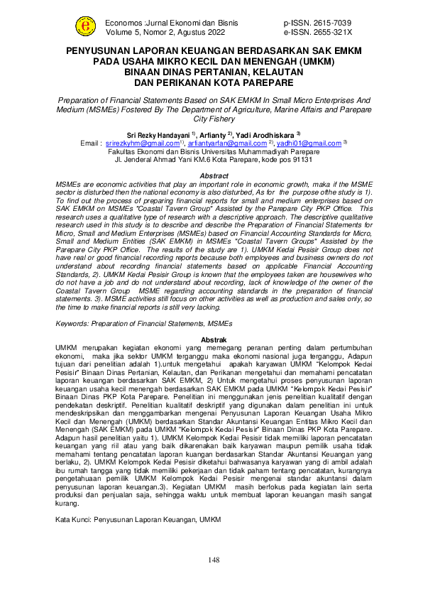 (PDF) Preparation of Financial Statements Based on SAK EMKM In Small ...