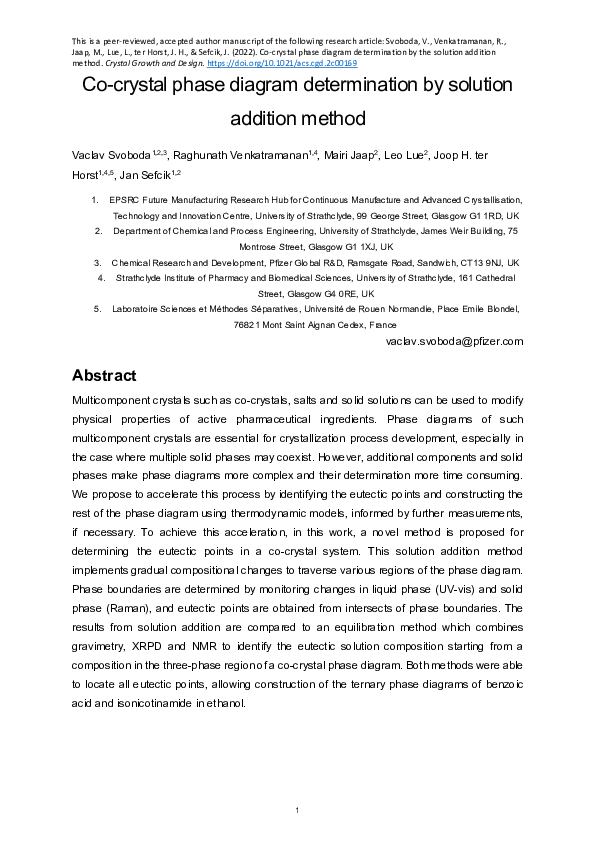 (PDF) Co-crystal Phase Diagram Determination by the Solution Addition ...