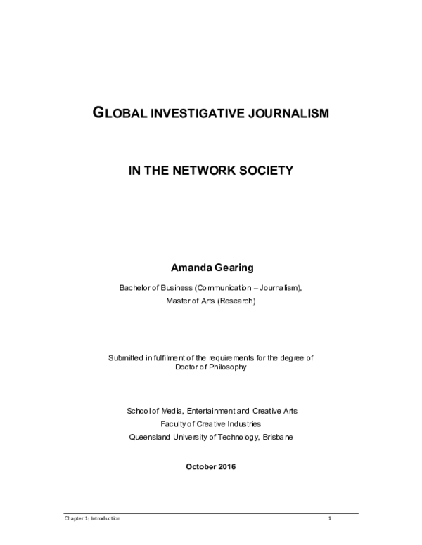 (PDF) Global investigative journalism in the network society