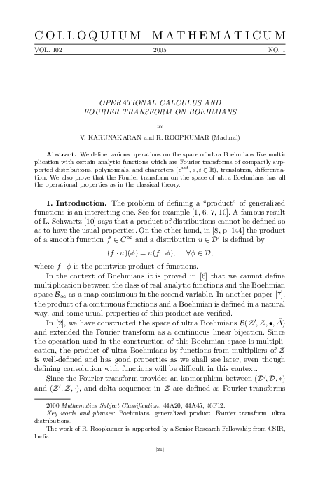 Pdf Operational Calculus And Fourier Transform On Boehmians