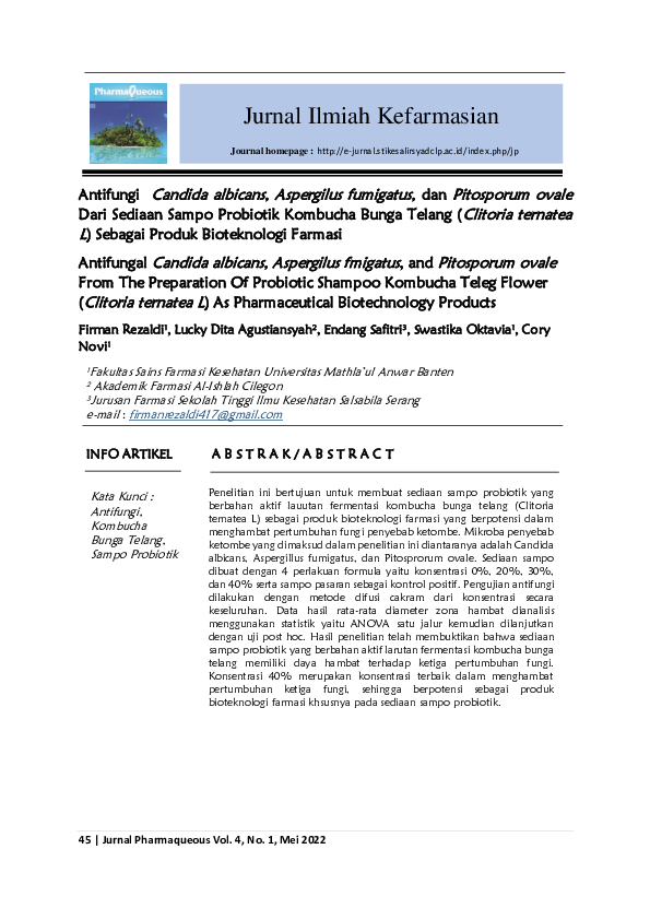 (PDF) Antifungi Candida albicans, Aspergilus fumigatus, dan Pitosporum ...