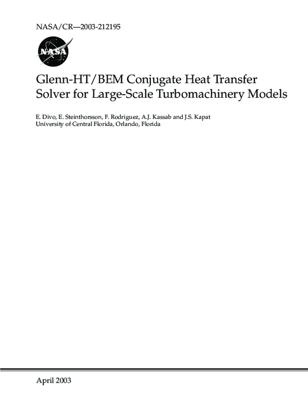 (PDF) Glenn-ht/bem Conjugate Heat Transfer Solver for Large-scale ...