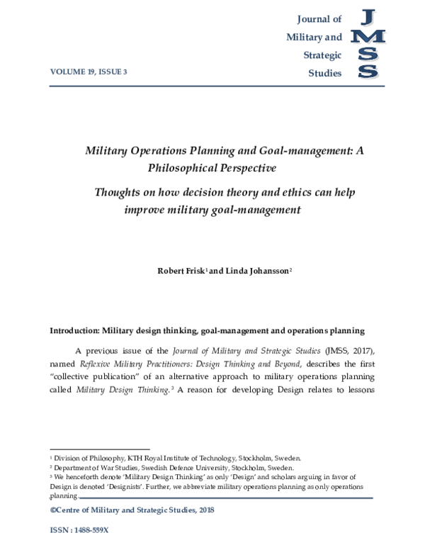 (PDF) Military operations planning and goal-management : a ...