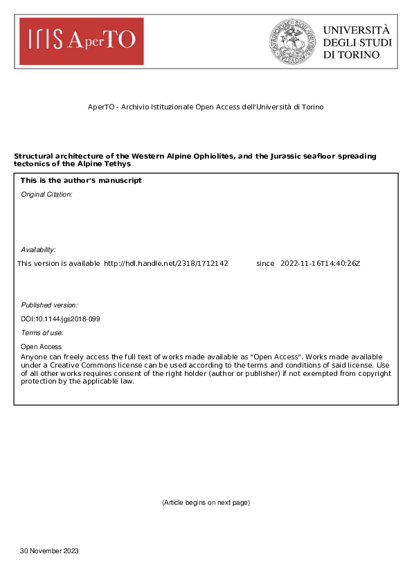 (PDF) Structural architecture of the Western Alpine Ophiolites, and the ...