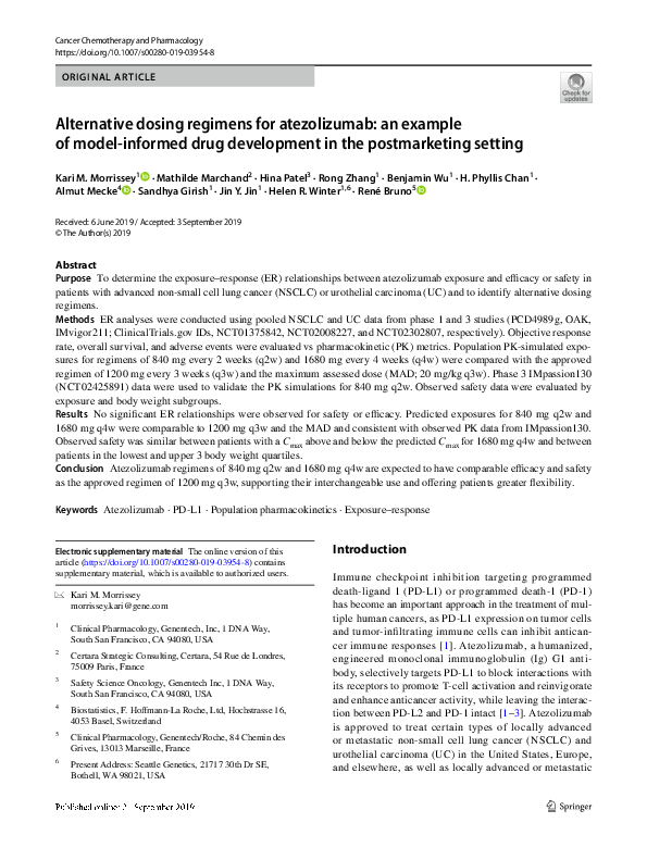 (PDF) Alternative dosing regimens for atezolizumab: an example of model ...