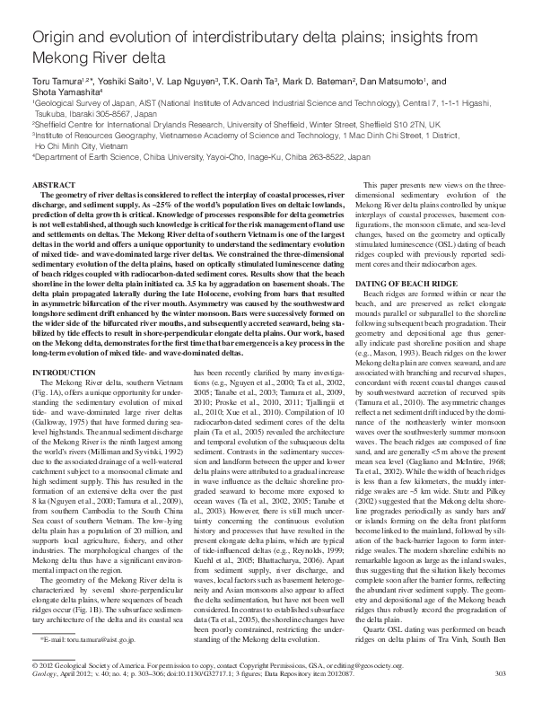 (PDF) Origin and evolution of interdistributary delta plains; insights ...