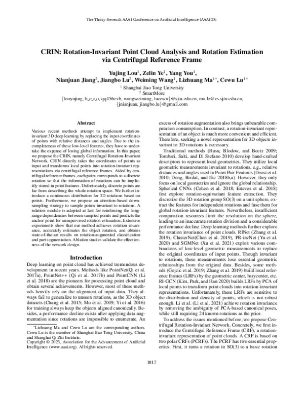(PDF) CRIN: Rotation-Invariant Point Cloud Analysis and Rotation Estimation via Centrifugal ...