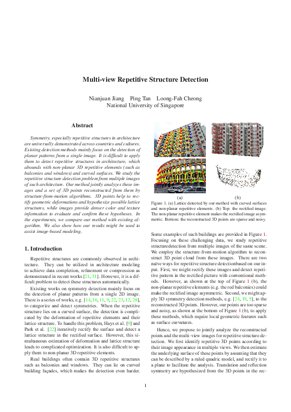 (PDF) Multi-view repetitive structure detection