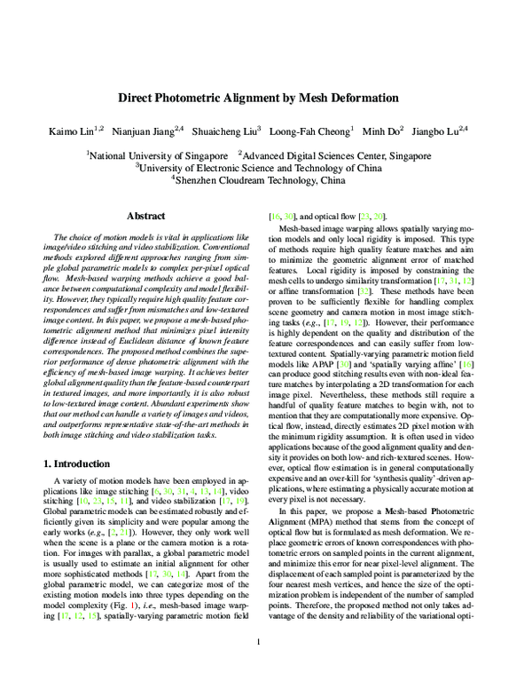 (PDF) Direct Photometric Alignment by Mesh Deformation