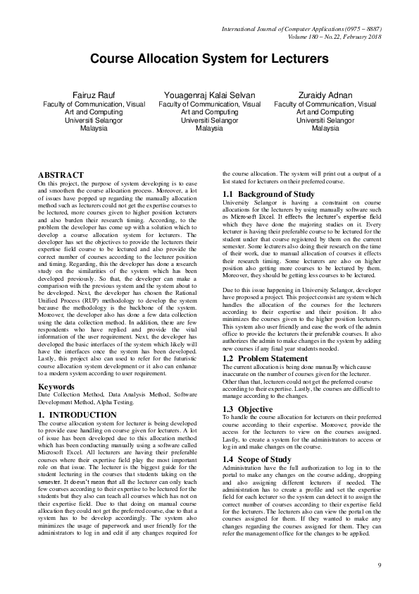 (PDF) Course Allocation System for Lecturers