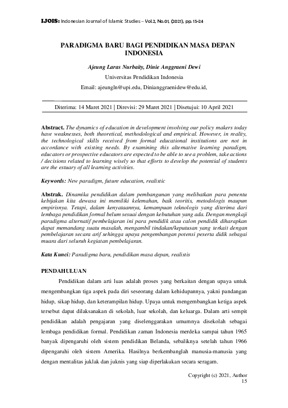 (PDF) Paradigma Baru Bagi Pendidikan Masa Depan Indonesia