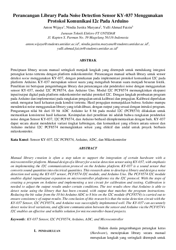 (PDF) Perancangan Library Pada Noise Detection Sensor KY-037 ...
