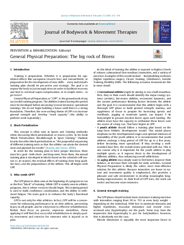 (PDF) General Physical Preparation: The Big Rock of Fitness
