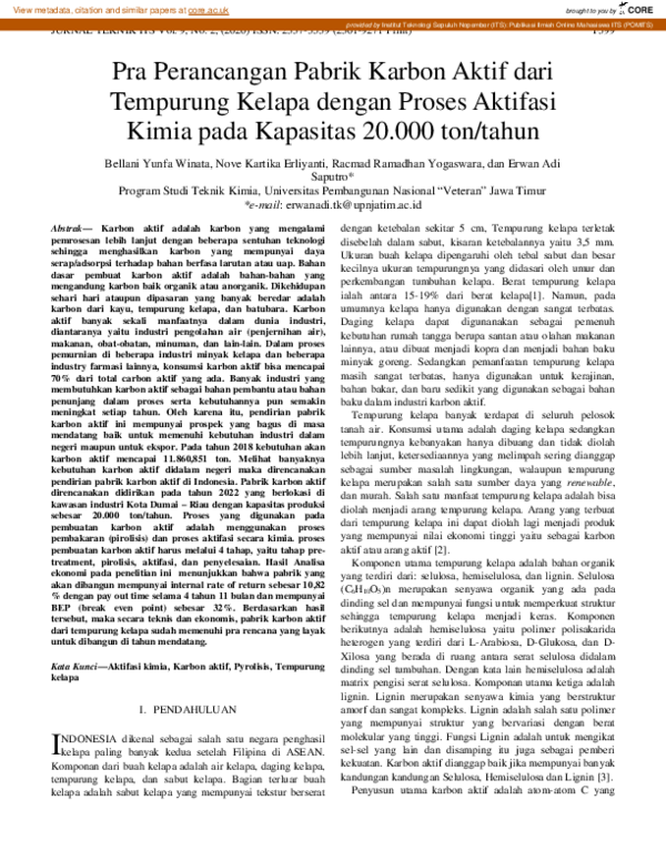 (PDF) Pra Perancangan Pabrik Karbon Aktif dari Tempurung Kelapa dengan Proses Aktifasi Kimia ...
