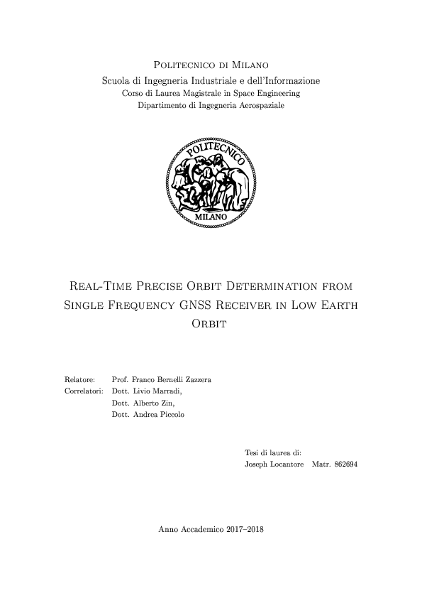 Pdf Real Time Precise Orbit Determination From Single Frequency Gnss