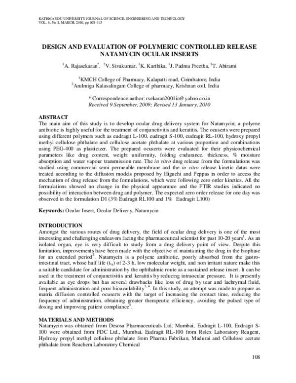 (PDF) Design and Evaluation of Polymeric Controlled Release ...