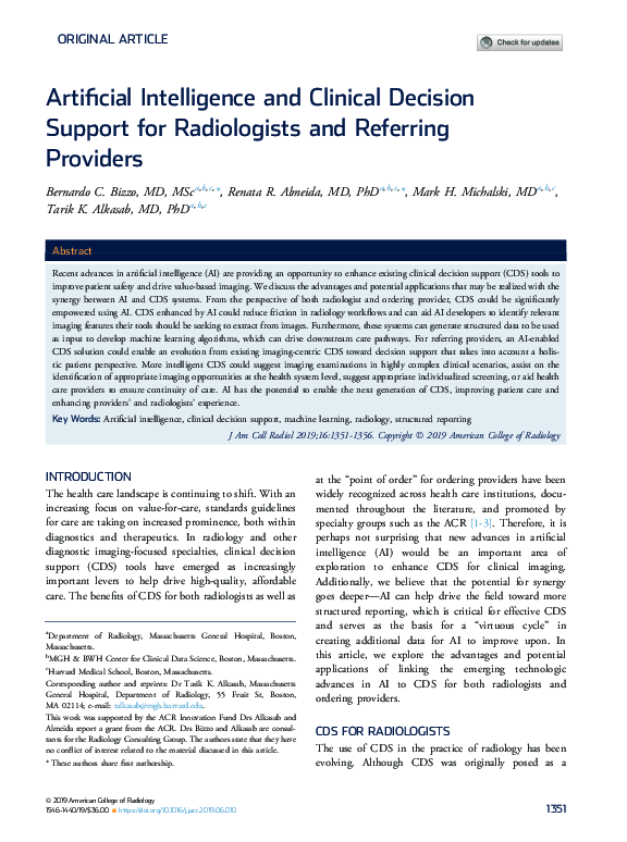 (PDF) Artificial Intelligence and Clinical Decision Making