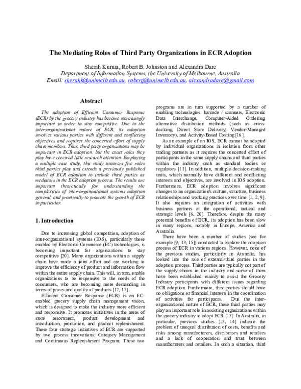 (PDF) The adoption of Efficient Consumer Response