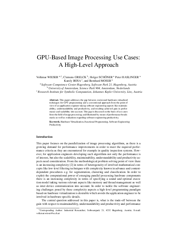 (PDF) GPU-Based Image Processing Use Cases: A High-Level Approach
